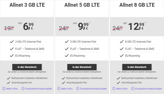 MegaSIM LTE Allnet-Flats ab 6,99 € mtl. (auch mtl. kündbar)