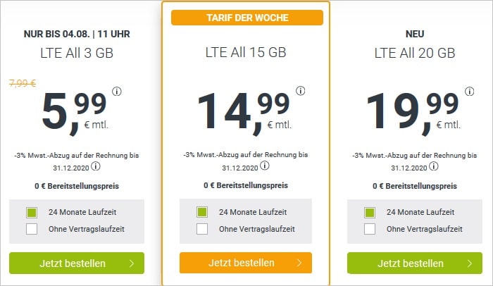 winSIM LTE All - Allnet-Flat mit 3 GB LTE für 5,99 € - auch ohne Laufzeit