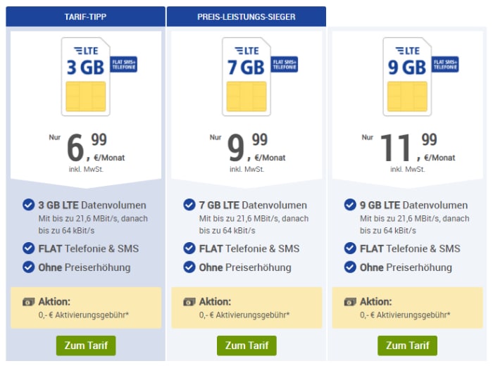 ⭐1&1 GMX.de und web.de All-Net Tarife ab 6,99 € mit bis zu 9 GB LTE