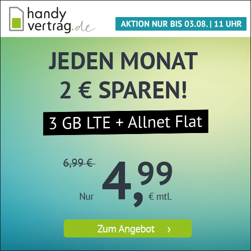 ⭐ Handyvertrag mit 4 GB LTE und 5,99 € Grundgebühr (mtl. kündbar)