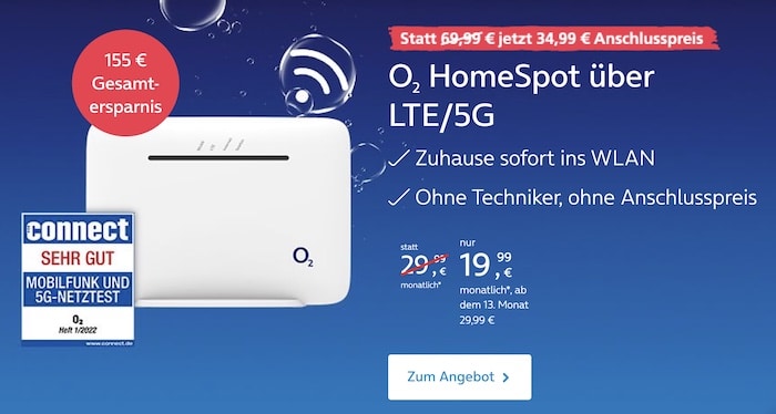 o2 HomeSpot-Angebote: LTE- und 5G-Flat per WLAN für Zuhause