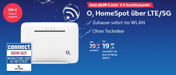 o2 HomeSpot-Angebote: LTE- und 5G-Flat per WLAN für Zuhause