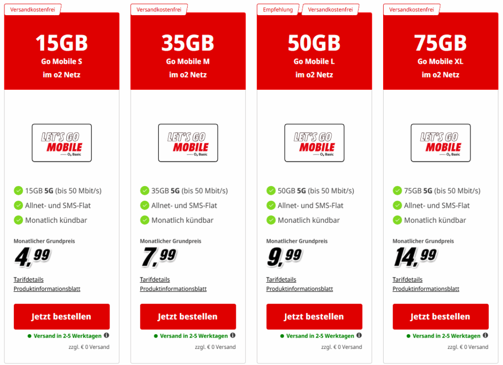 Let’s Go Mobile-Tarife: Ab 4,99 € im Monat – flexibel kündbar